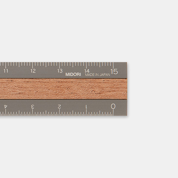 Midori Aluminium Wooden Ruler - Limited Edition - Dark Wood/Grey - 15 ...