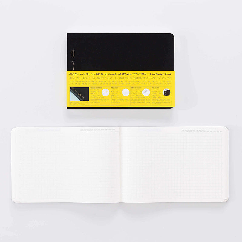 Stalogy Editor's Series 365 Days Notebook - Grid - Black - B6 Landscap ...